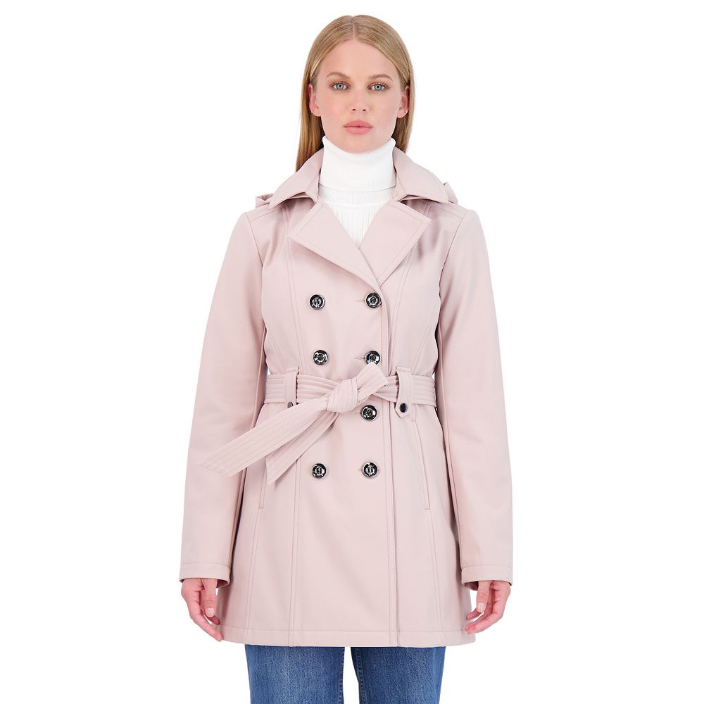 Women's Sebby Collection Double-Breasted Hooded Soft Shell Jacket