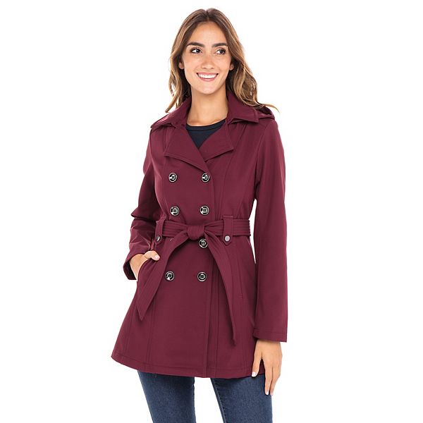 Women's Sebby Collection Double-Breasted Hooded Soft Shell Jacket