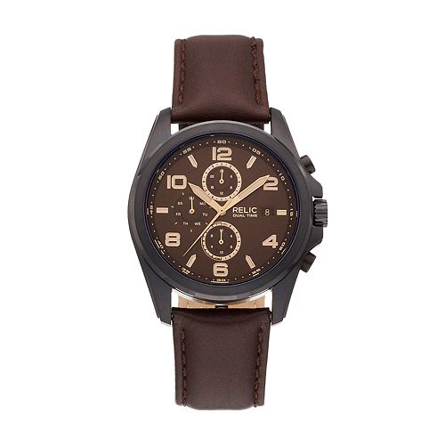 Relic by Fossil Men's Daley Leather Dual Time Watch - ZR15946