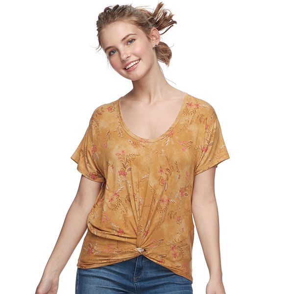 Juniors' Mudd® Twist Front Short Sleeve Tee