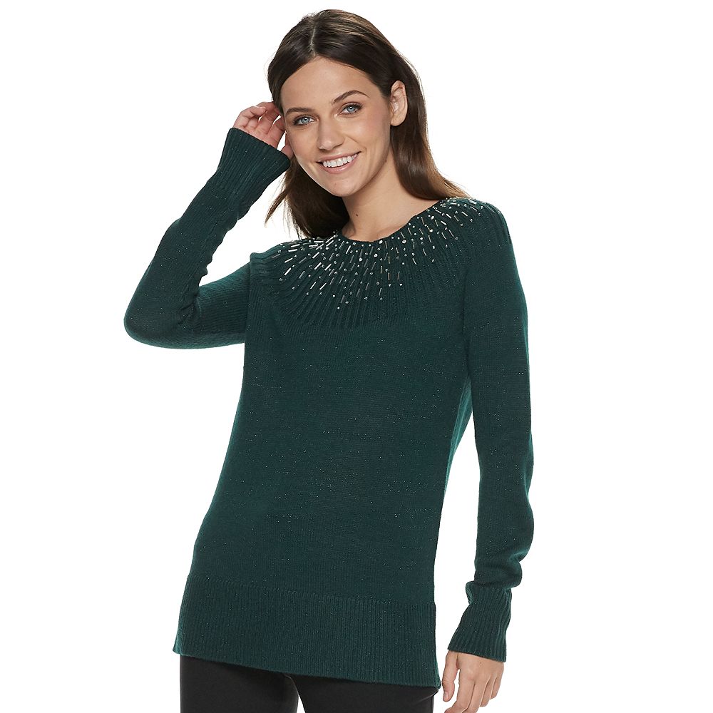 Women's Apt. 9® Embellished Yoke Crewneck Sweater