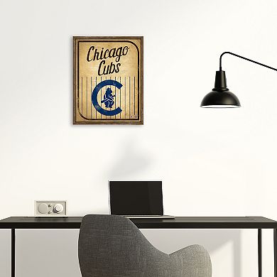 Chicago Cubs Vintage Card Wood Wall Decor