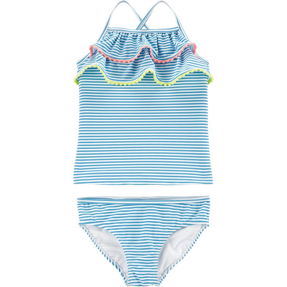 Girls 4-14 Carter's Ruffled Striped Top & Bottoms Swimsuit Set