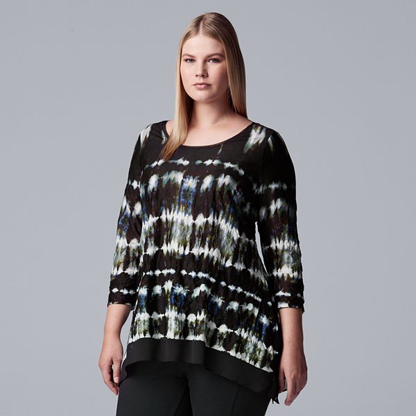 Plus Size Simply Vera Vera Wang High Low Crinkle Top