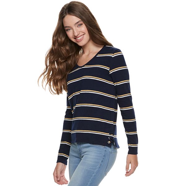 Juniors' Pink Republic Lace-Up Tee