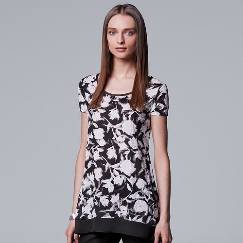 Womens Simply Vera Vera Wang Print Handkerchief Hem Tee