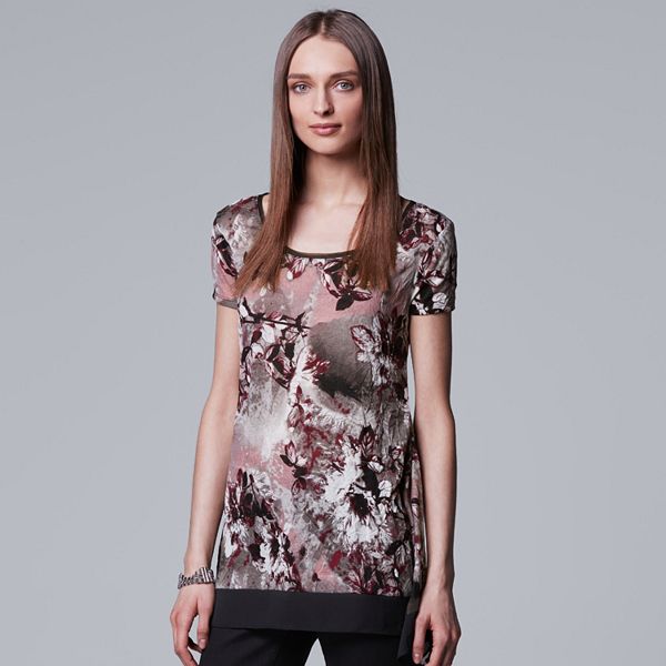 Womens Simply Vera Vera Wang Print Handkerchief Hem Tee