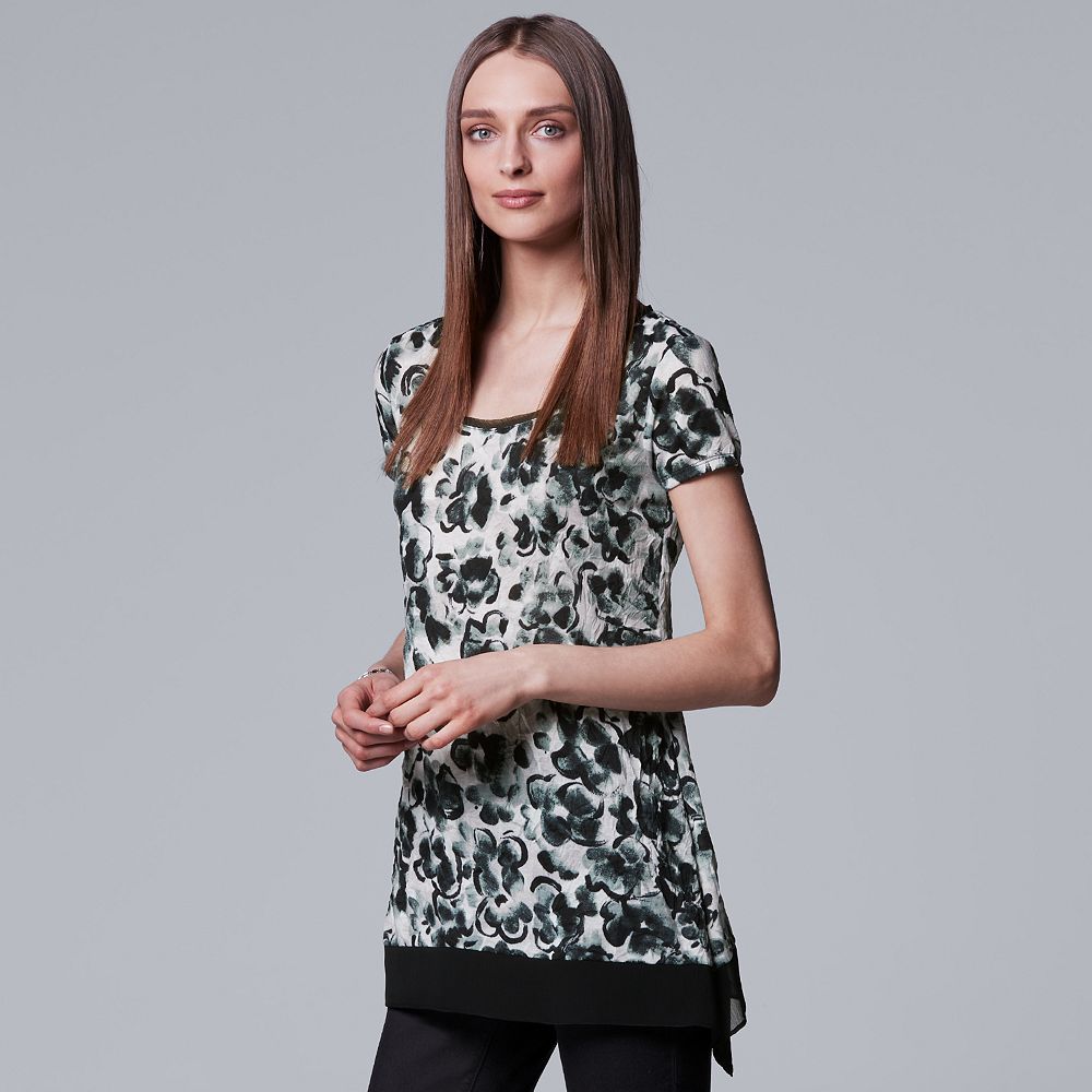 Womens Simply Vera Vera Wang Print Handkerchief Hem Tee