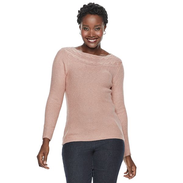 Womens Croft And Barrow® Textured Boatneck Sweater