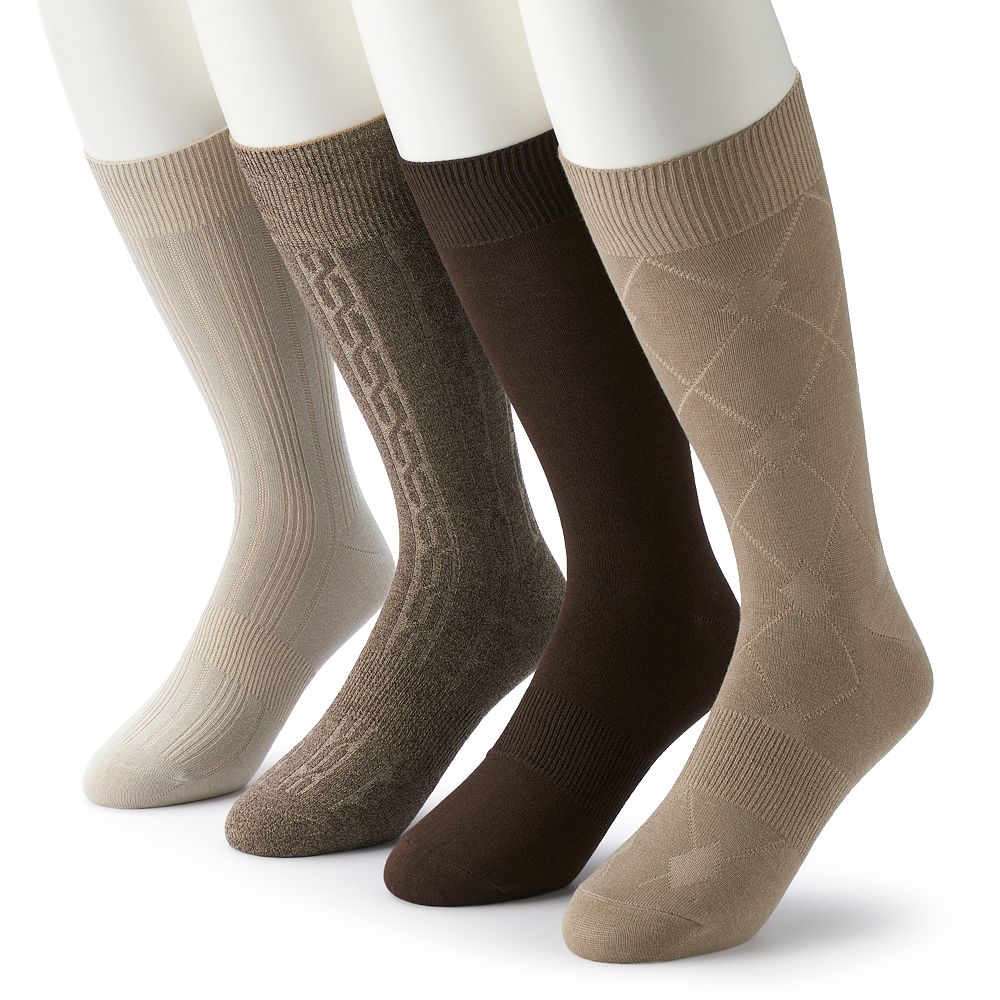 Men's Croft & Barrow® 4-pack Opticool Patterned Neutral Crew Socks