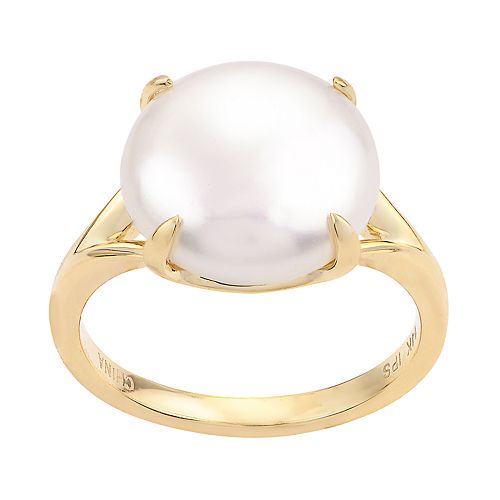 PearLustre by Imperial 14k Gold Freshwater Cultured Coin Pearl Ring PearLustre by Imperial 14k Gold Freshwater Cultured Coin Pearl Ring