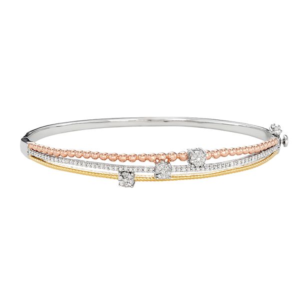 HDI 14k Gold Over Silver 3/8 Carat T.W. Diamond Bangle Bracelet