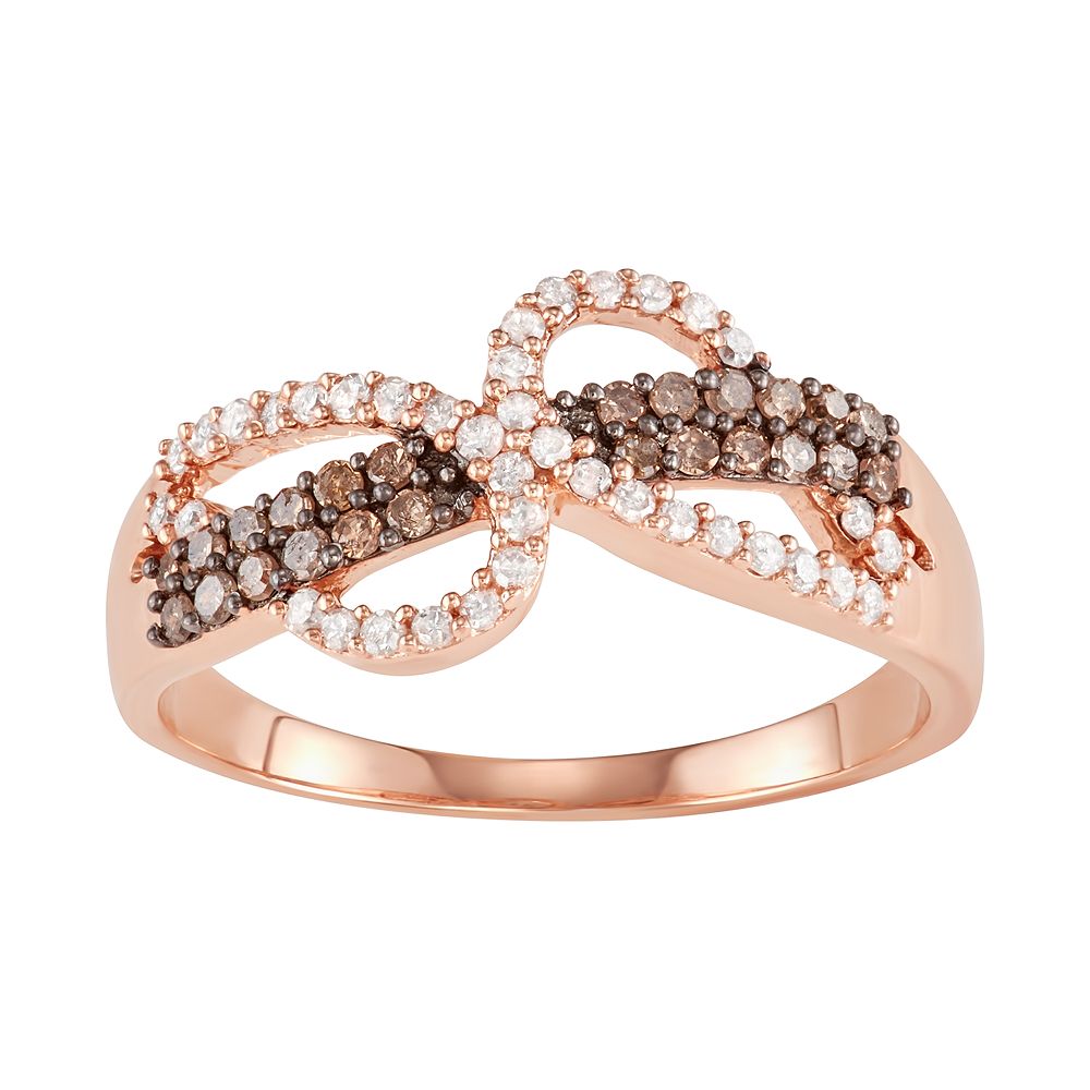 HDI 10k Rose Gold 1/3 Carat T.W. White & Brown Diamond Ring