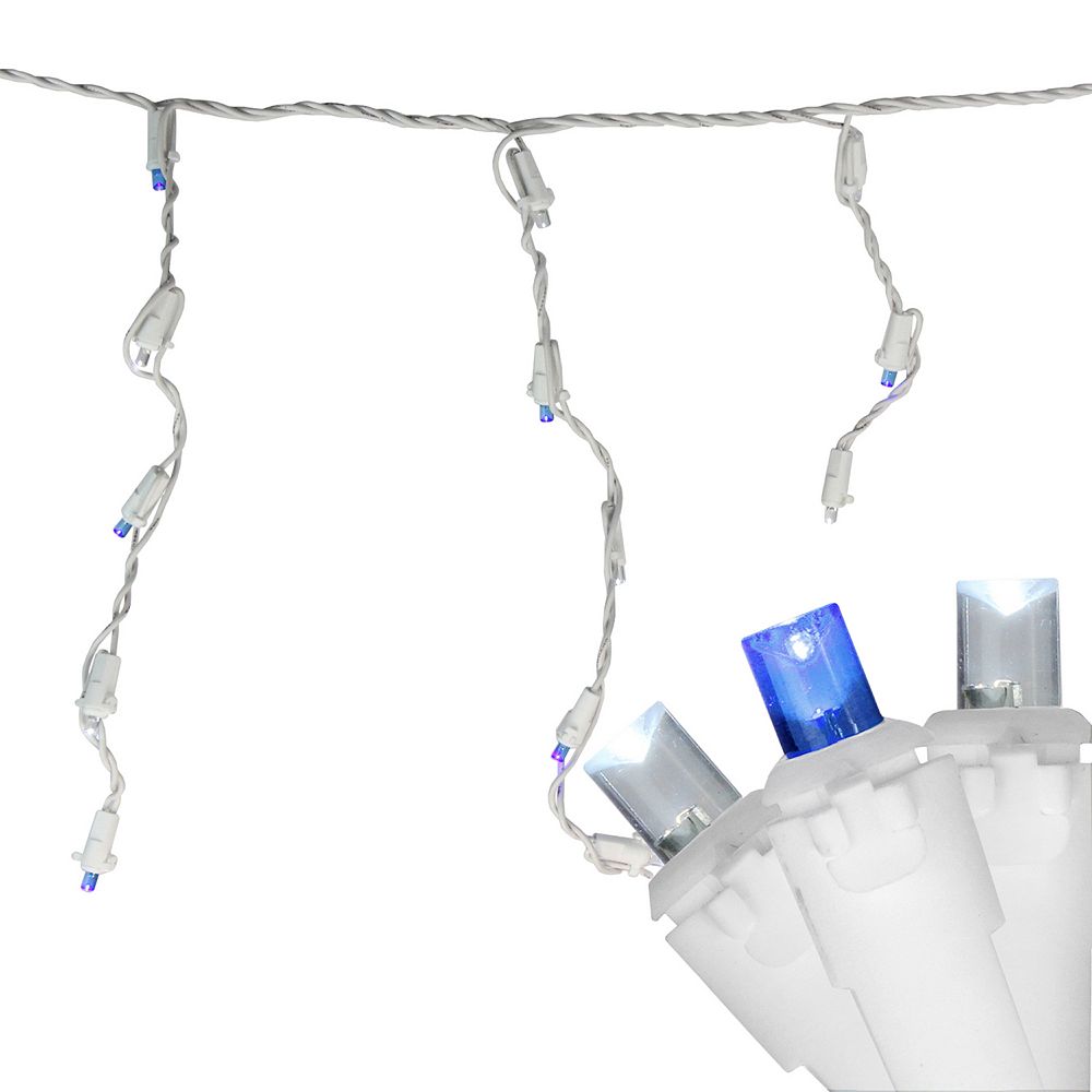 Northlight Seasonal 100 Blue and White LED Wide Angle Icicle Christmas ...