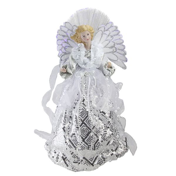 Northlight Seasonal Pre-Lit Fiber Optic Sequin Angel Christmas Tree Topper