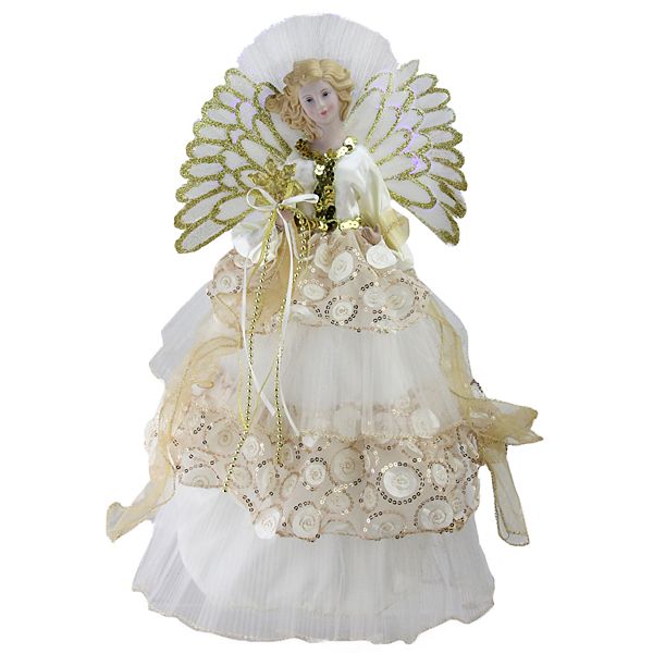 Northlight Seasonal Pre-Lit Fiber Optic Gold Sequin Angel Christmas ...