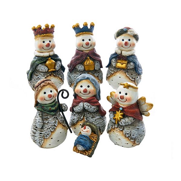 Kurt Adler Snowman Nativity Scene Table Decor 7-Piece Set