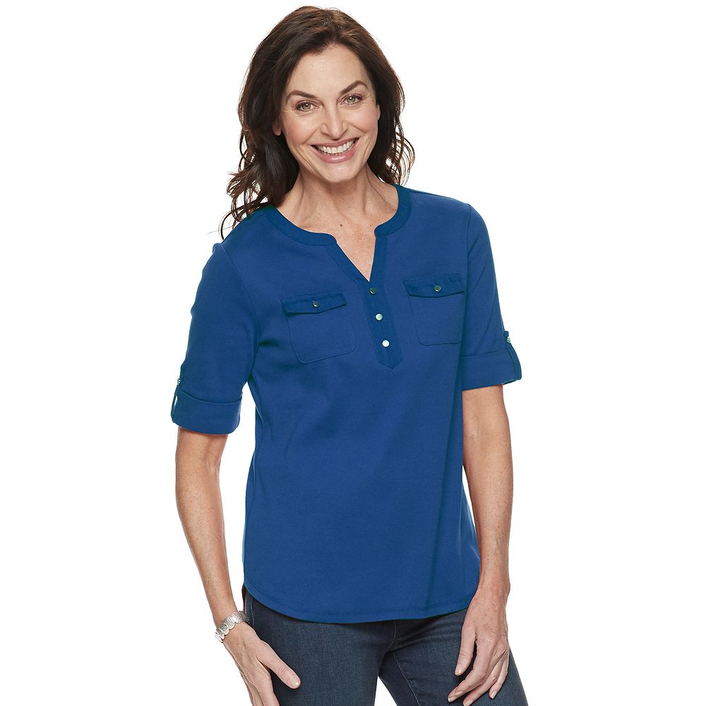 Women's Croft & Barrow® Roll-Tab Utility Henley