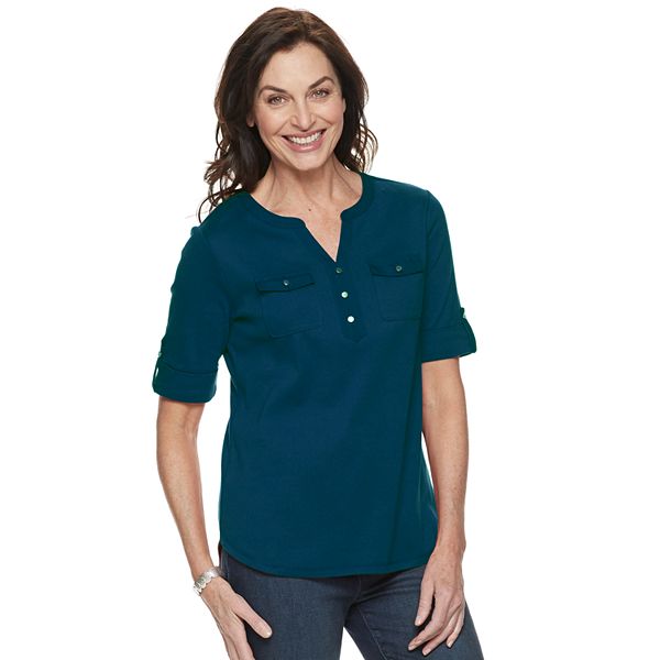Women's Croft & Barrow® Roll-Tab Utility Henley