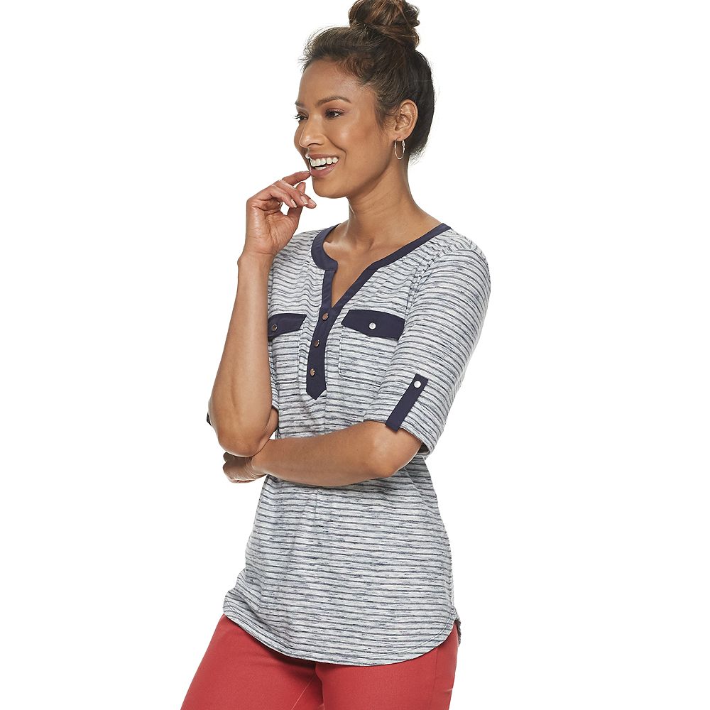 Women's Croft & Barrow® Roll-Tab Utility Henley