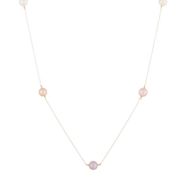 14k Gold Freshwater Cultured Pearl Station Necklace