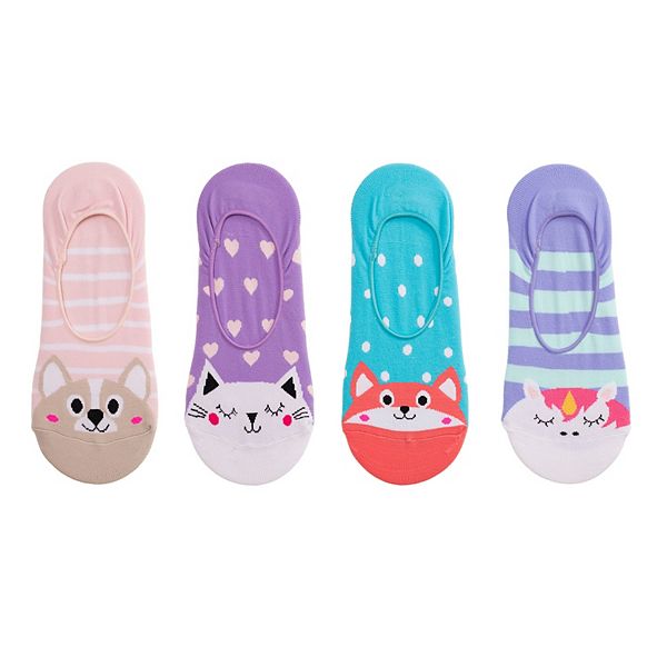 Girls SO® 4-pack Microfiber Critter Liner Socks