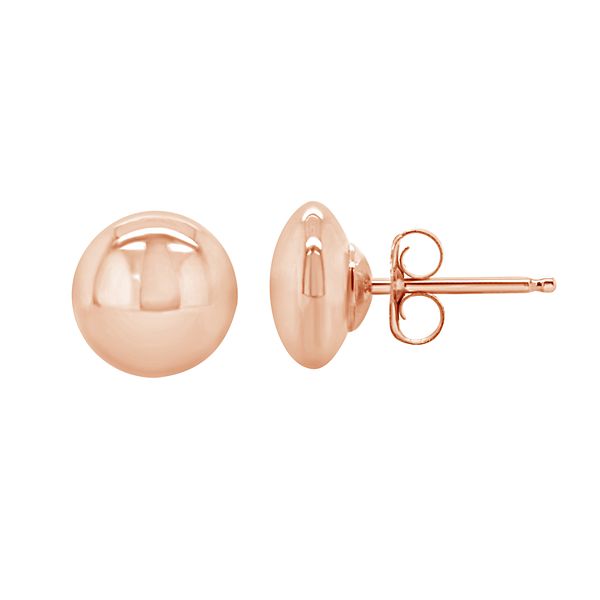 Celebration Gems 14K Rose Gold 4mm High Polish Button Ball Earrings