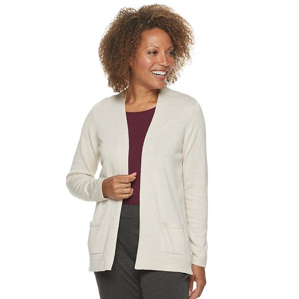 Petite Croft & Barrow® Essential Open-Front Cardigan