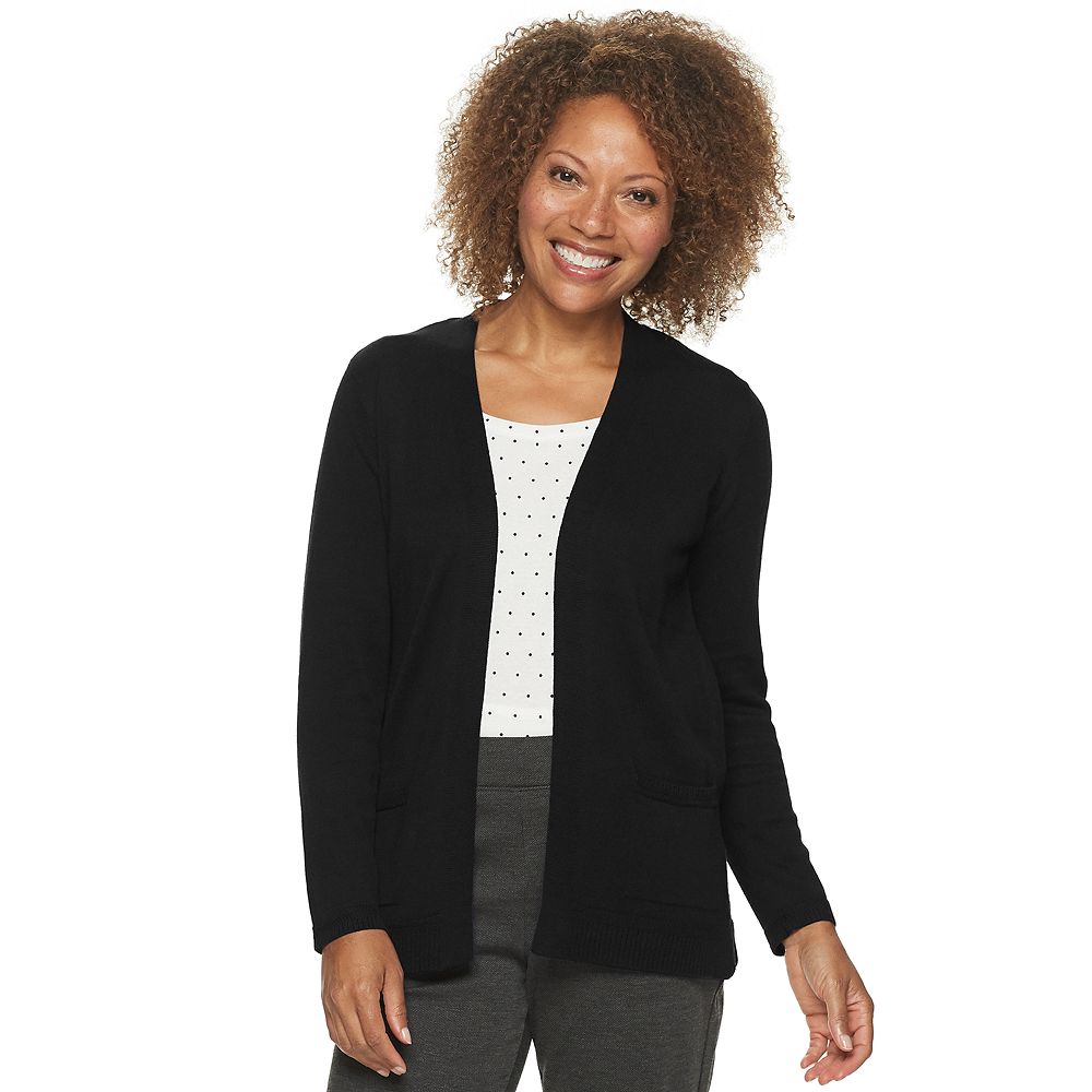 Petite Croft & Barrow® Essential Open-Front Cardigan
