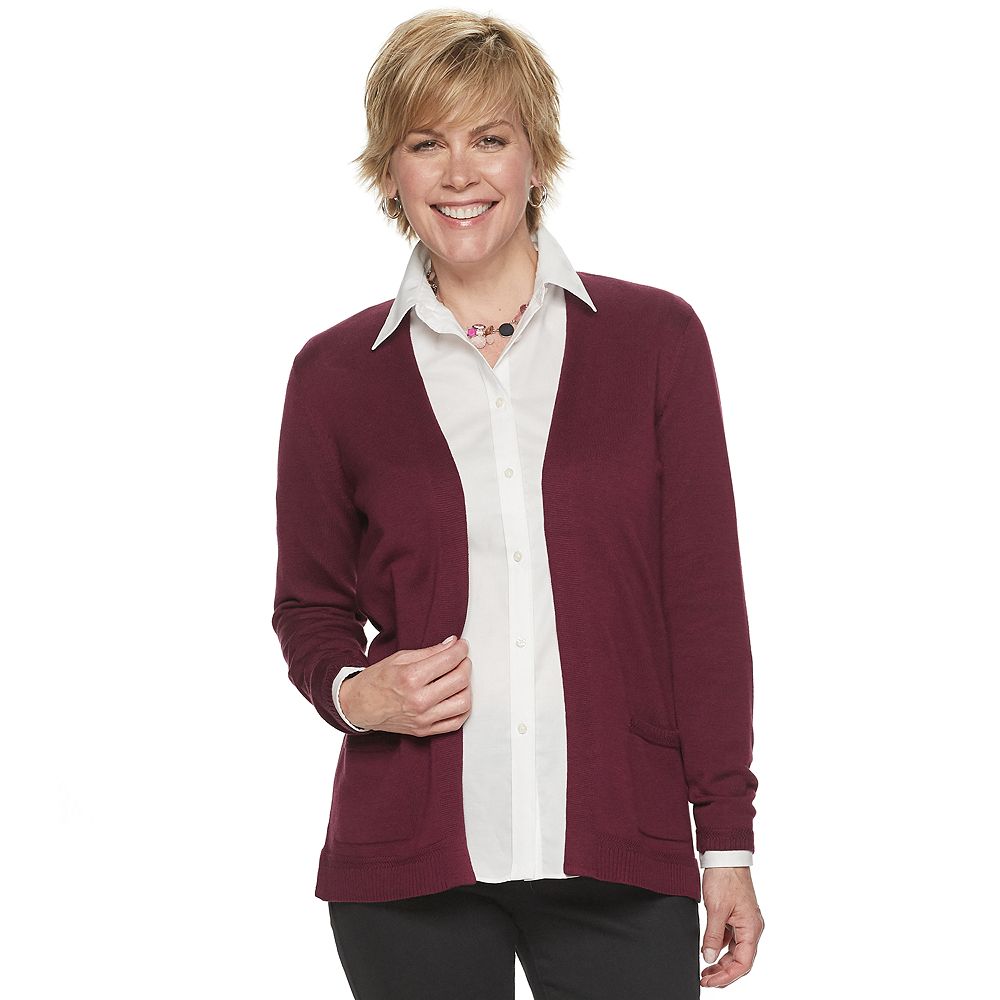 Petite Croft & Barrow® Essential Open-Front Cardigan