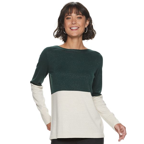Women's Apt. 9® Lurex Shirttail Hem Pullover Sweater