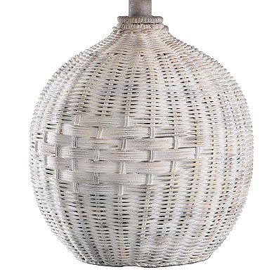 White Rattan Table Lamp