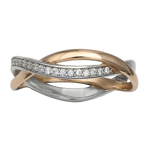 PRIMROSE Two-Tone Cubic Zirconia Intertwined Band Ring