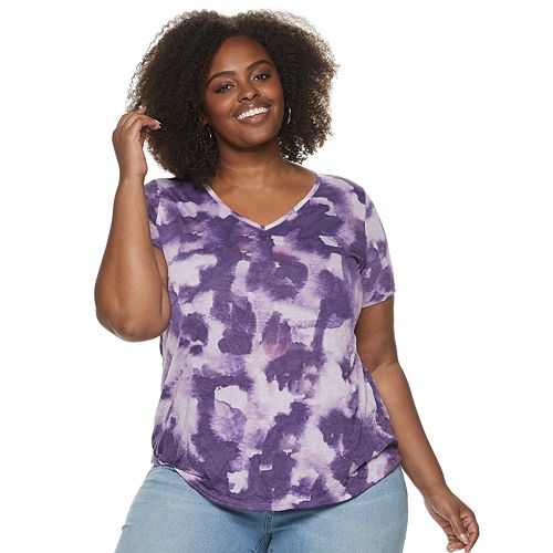 Plus Size Evri™ Crinkle V Neck Tee