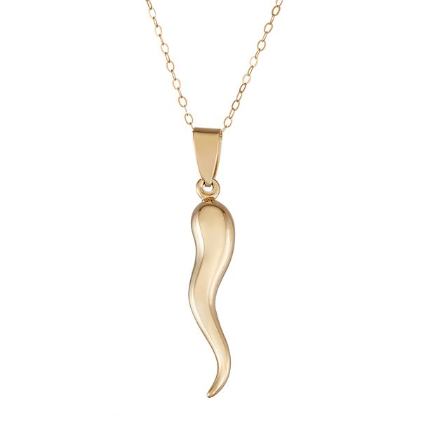 14K Gold Horn Pendant Necklace