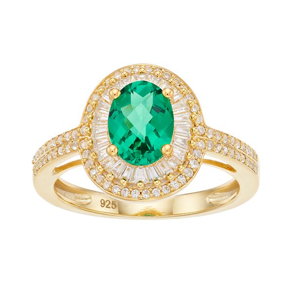 MASTERPIECE 14k Gold Over Silver Lab-Created Emerald & Lab-Created ...