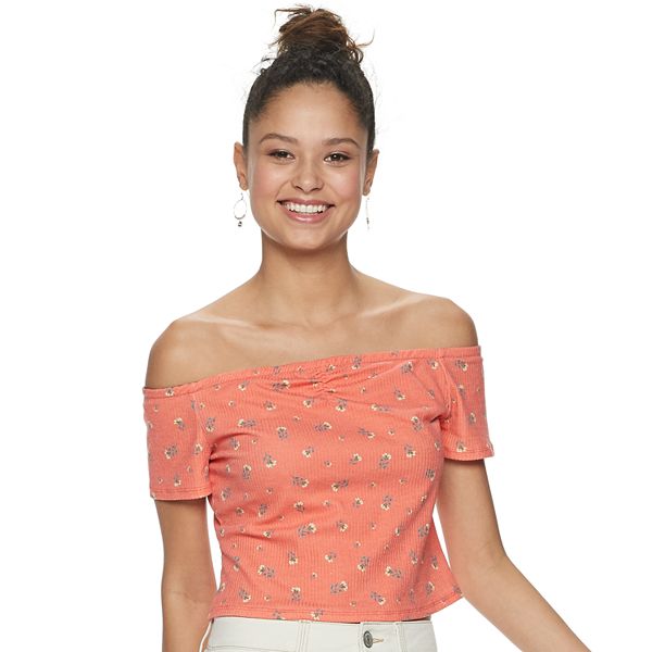 Juniors' SO® Off the Shoulder Cinched Front Tee