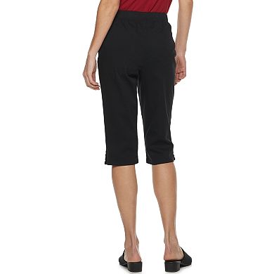 Petite Croft & Barrow® Eyelet-Hem Pull On Jean Capris