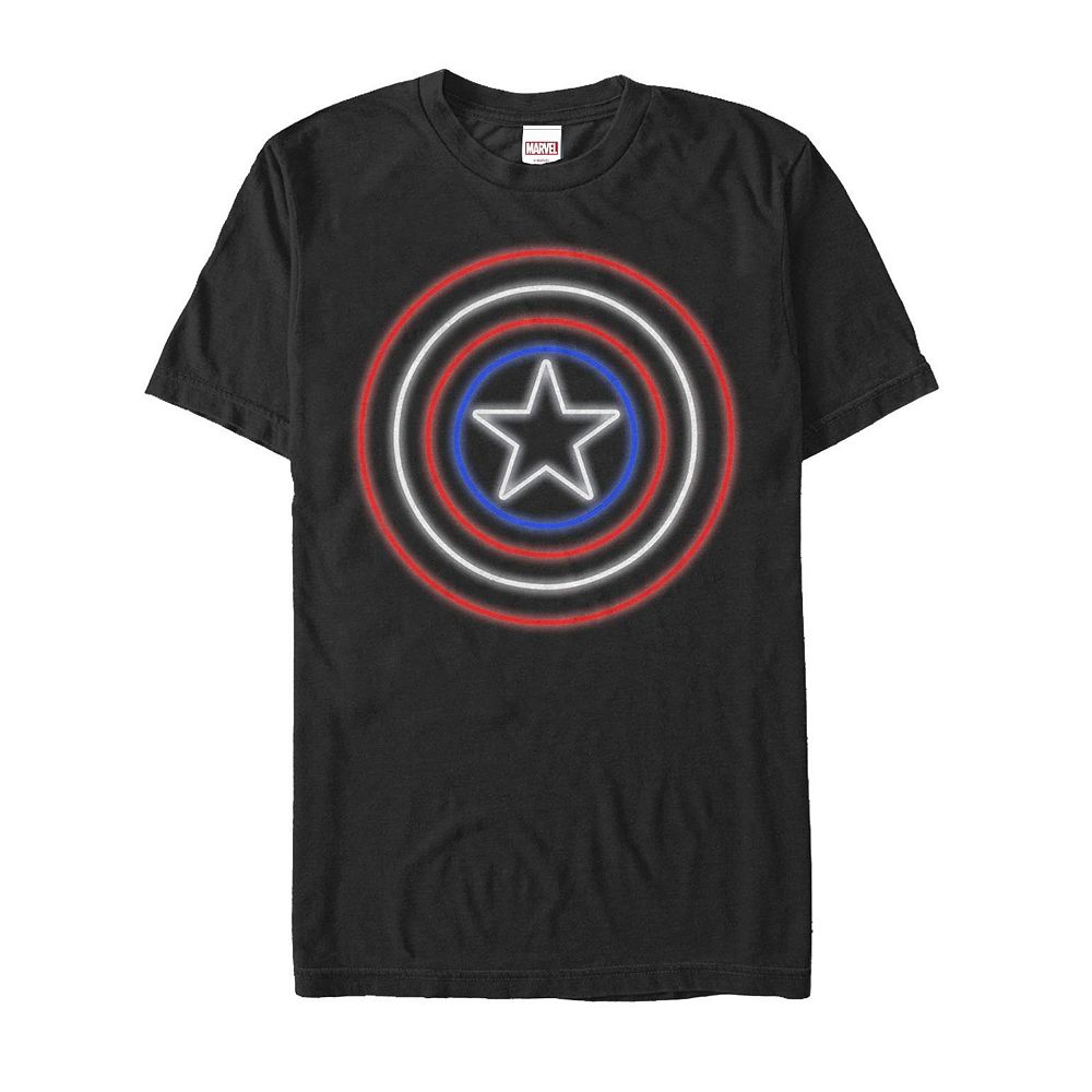 Men's Marvel Comics Retro Captain America NeonLight Shield Tee
