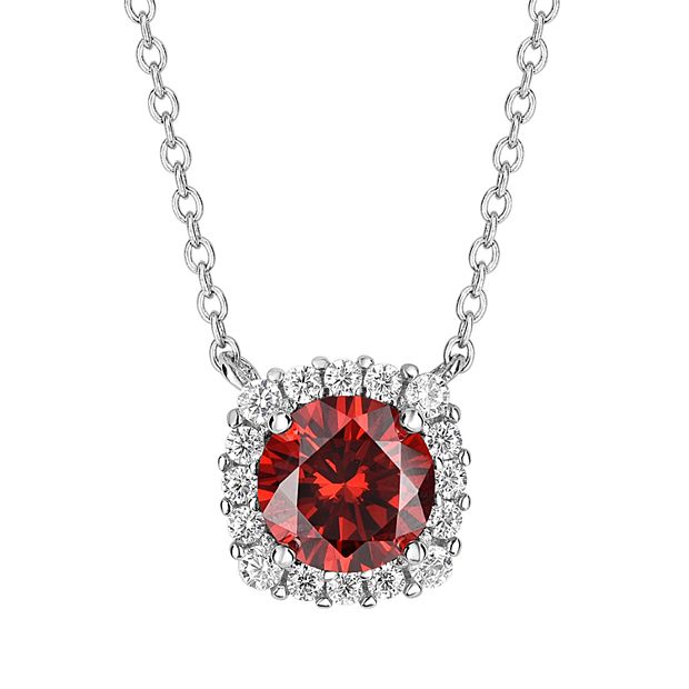 PRIMROSE Sterling Silver Cubic Zirconia Halo Pendant Necklace