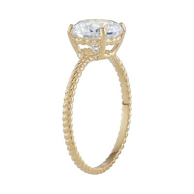 Designs by Gioelli 10k Gold Braided Band Cubic Zirconia Solitaire Engagement Ring