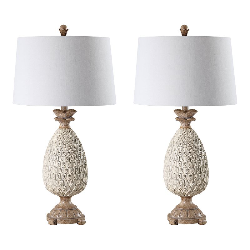 SAFAVIEH Briar Pineapple 30.5 in H Lamp Antique Cream/Brown Set of 2