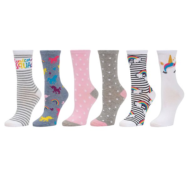 Girls 4-16 SO® 6-pack Patterned Crew Socks