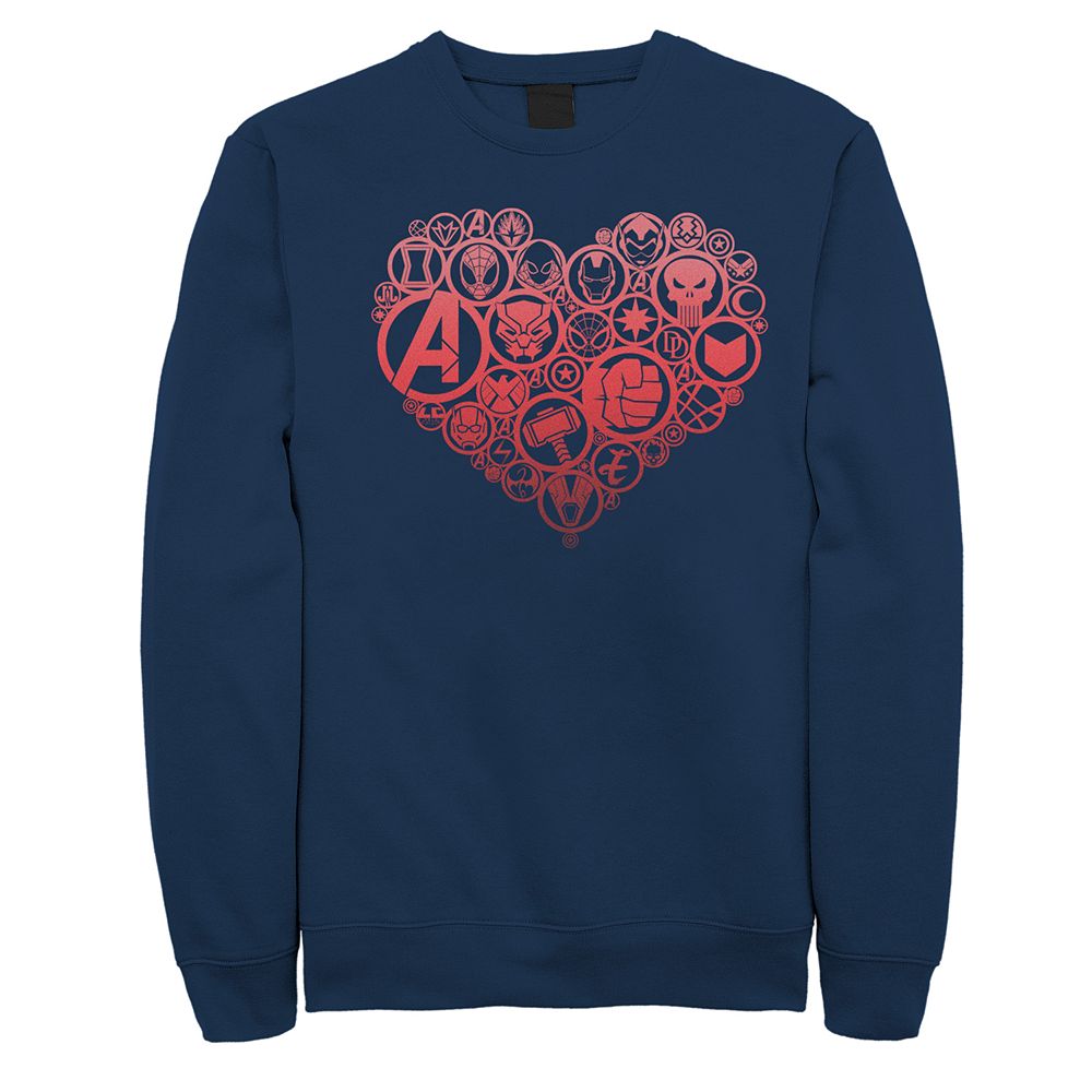 Juniors' Marvel Avengers Retro Hero Heart Icons Fleece Sweatshirt