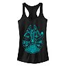 Juniors' Star Wars Blue Millennium Falcon Blue Print Ideal Racerback Tank