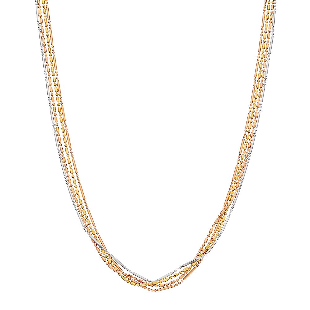 Sterling Silver Tri-Color Adjustable 4-Strand Beaded Necklace