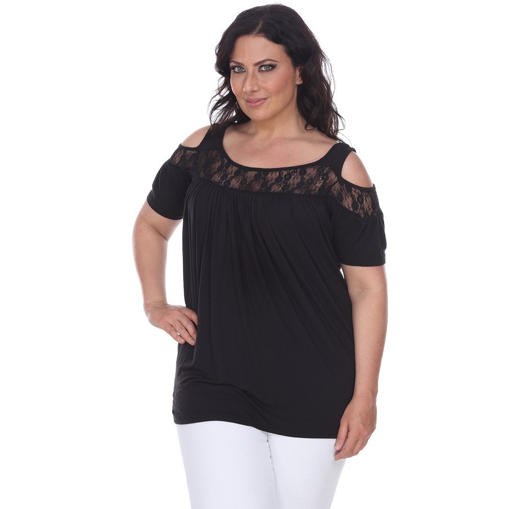 Plus Size White Mark Cold-Shoulder Top