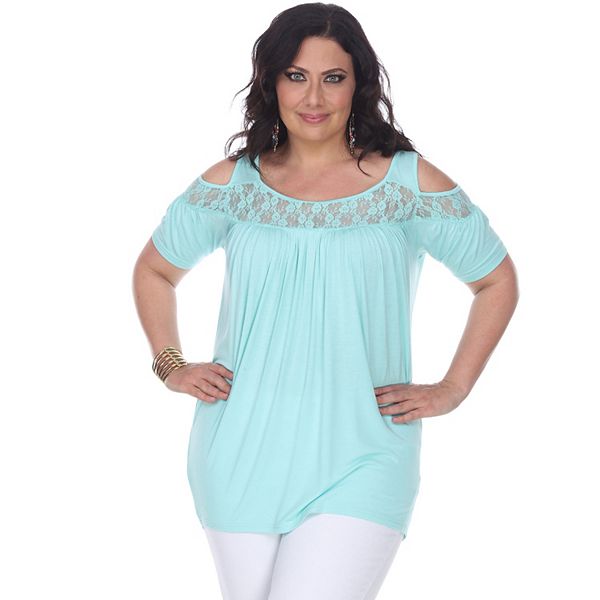 Plus Size White Mark Cold-Shoulder Top
