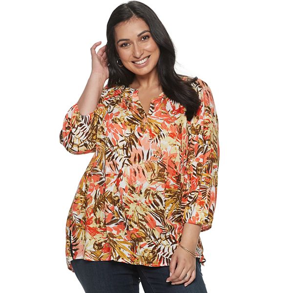 Plus Size Croft & Barrow® Crinkle Peasant Top