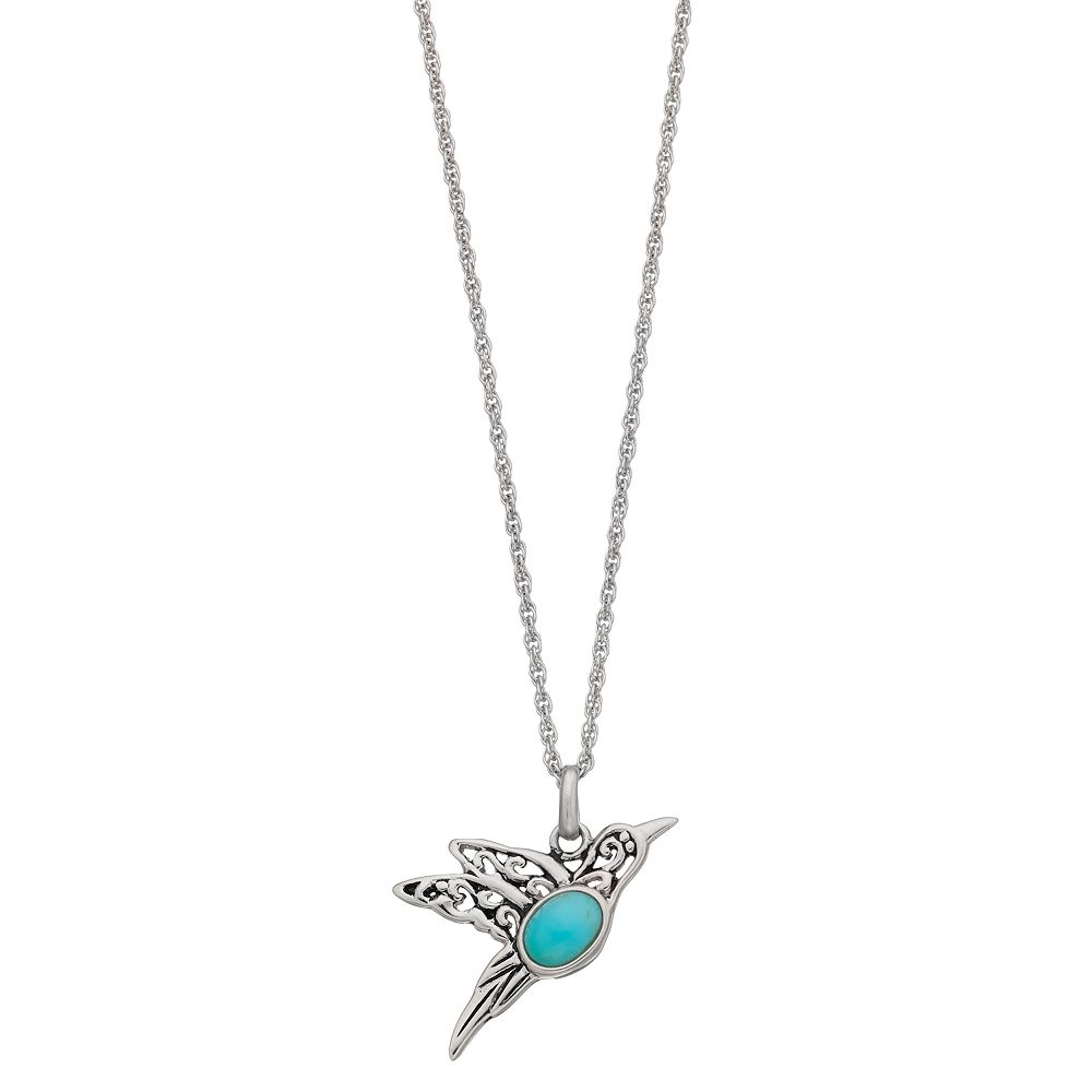 Athra NJ Inc Sterling Silver Genuine Stabilized Turquoise Hummingbird ...